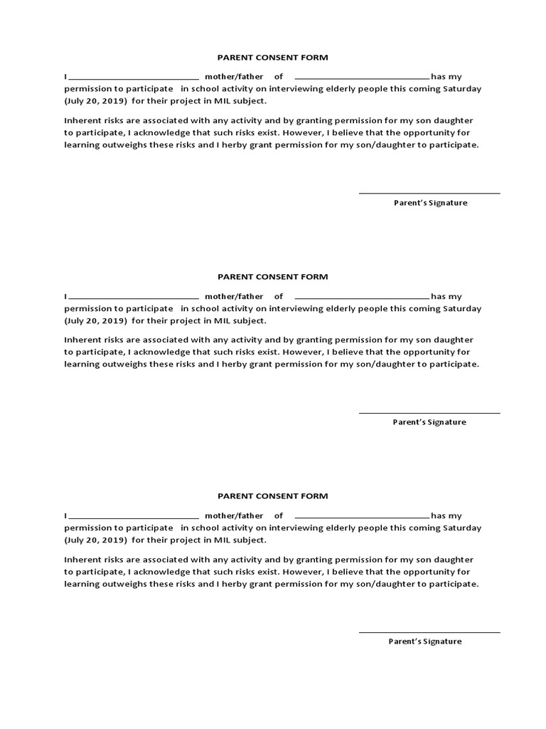 Parent Consent Form | PDF | Consent