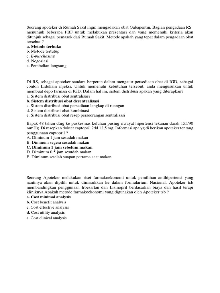 Seorang Apoteker Di Rumah Sakit Ingin Mengadakan Obat Gabapentin | PDF