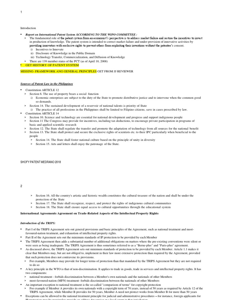Sources of Patent Law in The Philippines | PDF | Patent Application ...