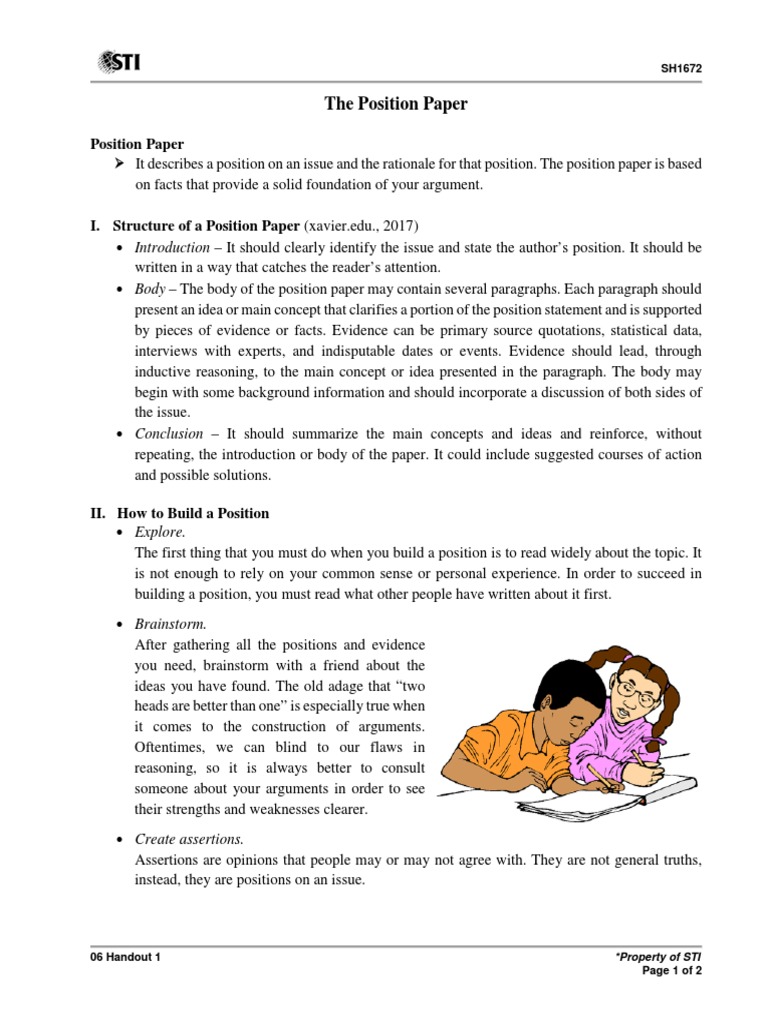 Position Paper | PDF | Argument | Evidence