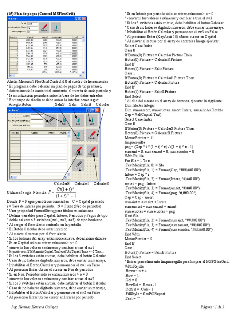 Plan de Pagos y Edición de Datos en MSFlexGrid | PDF | Point and Click ...