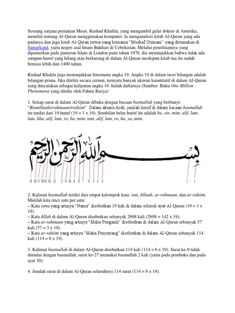 Alquran N Angka 19 | PDF