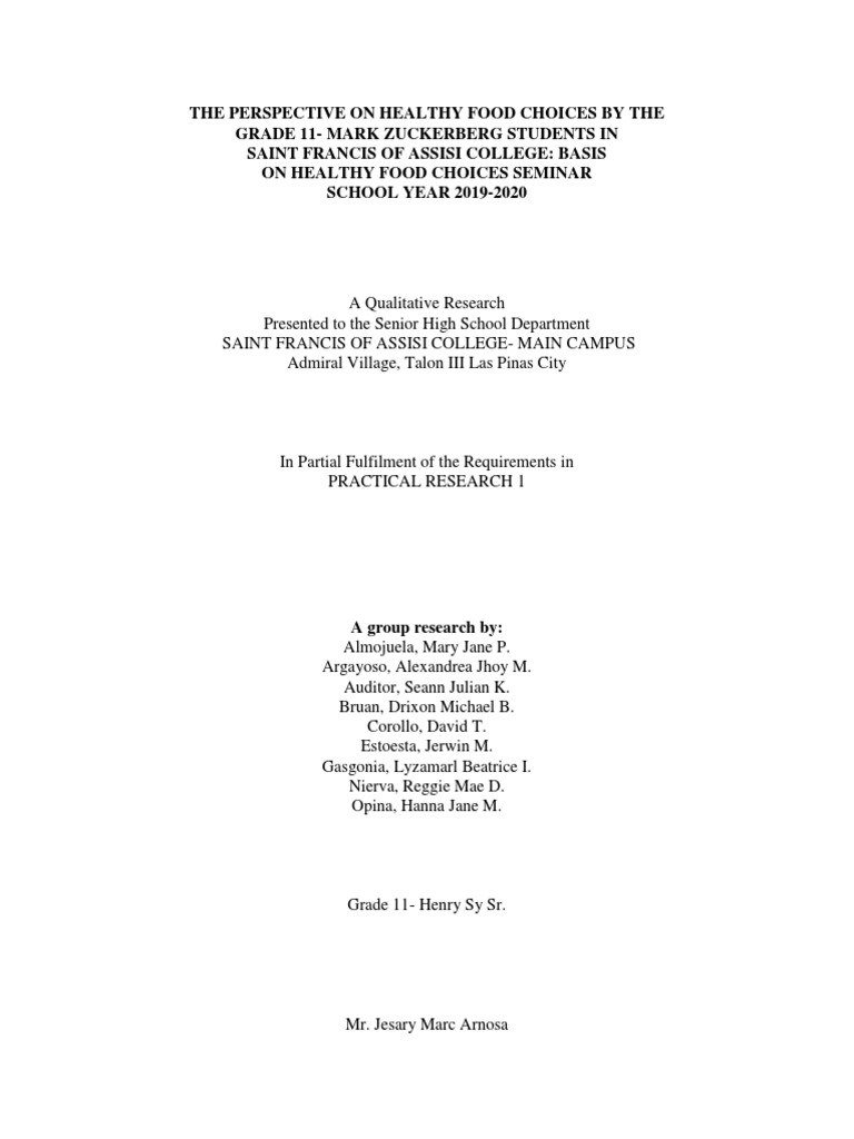 The Perspective On Healthy Food Choices by The | PDF | Healthy Diet | Foods