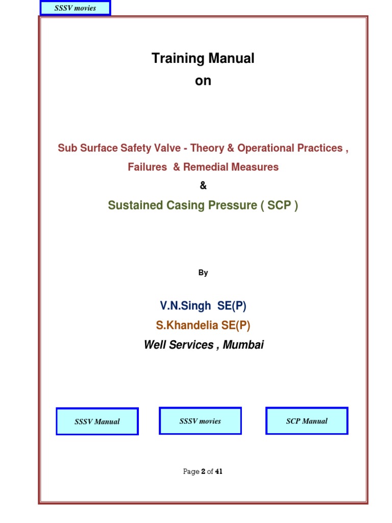 SSSV & SCP Manual | PDF | Valve | Oil Well