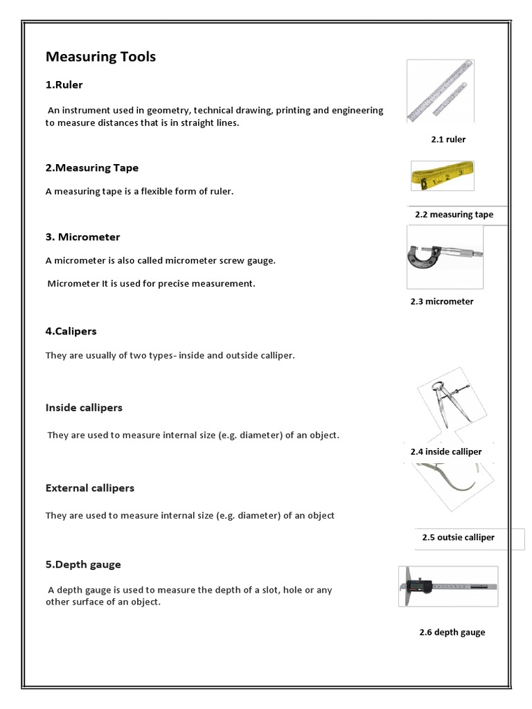 Measuring Tools: 1.ruler | PDF | Length | Tools