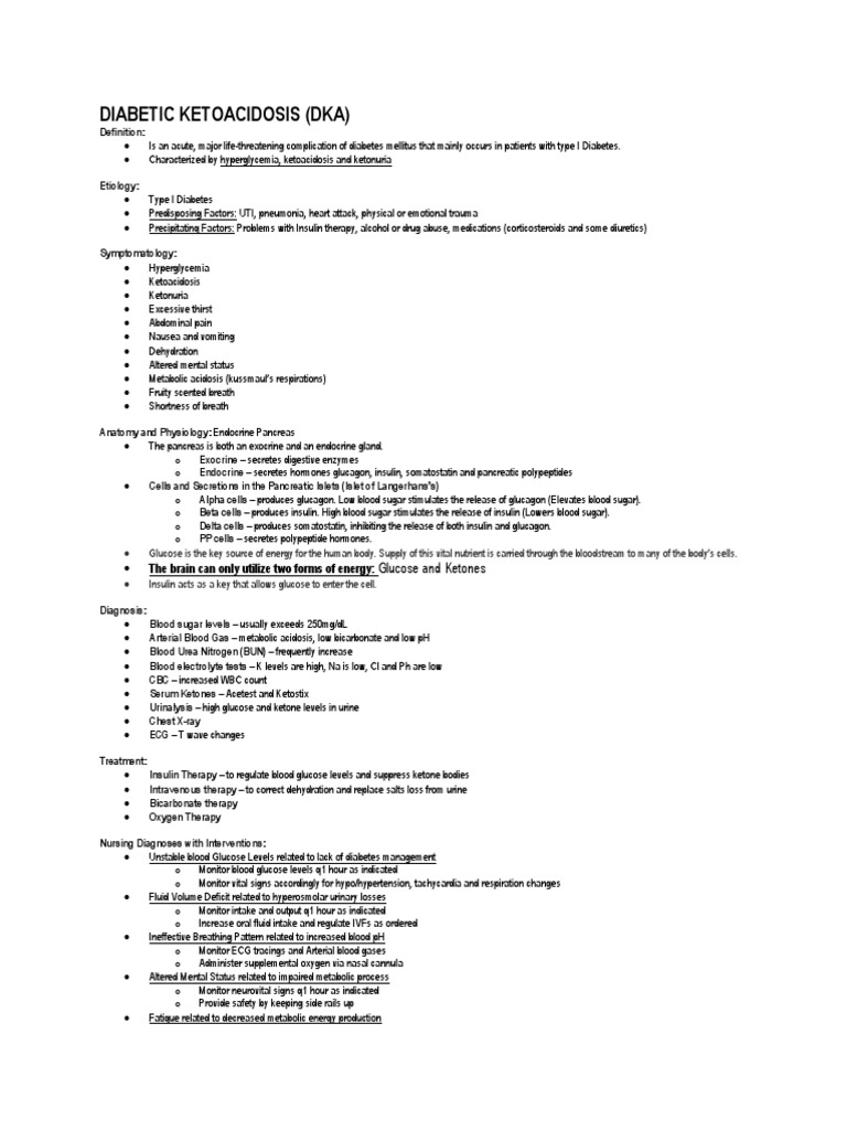 Diabetic Ketoacidosis (Dka) : The Brain Can Only Utilize Two Forms of ...