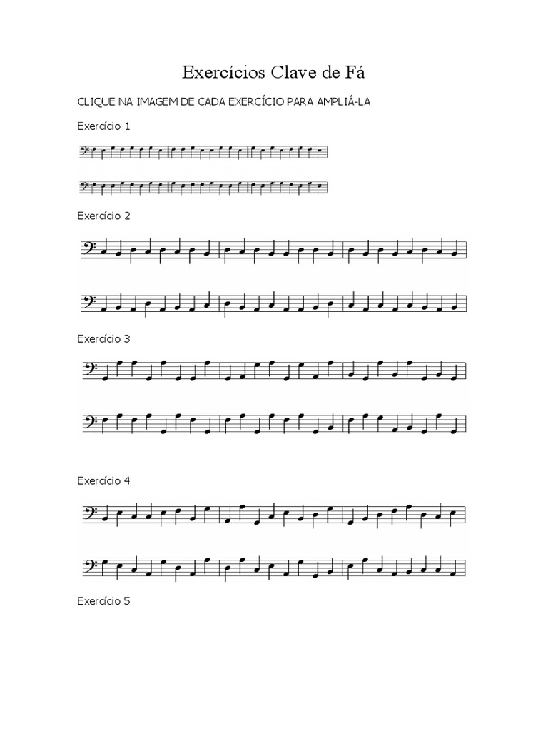 Exercícios Clave de Fá 1 | PDF