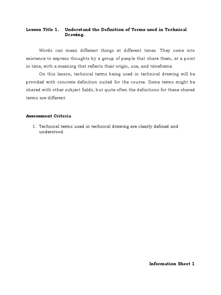 Lesson Title 1. Understand The Definition of Terms Used in Technical ...