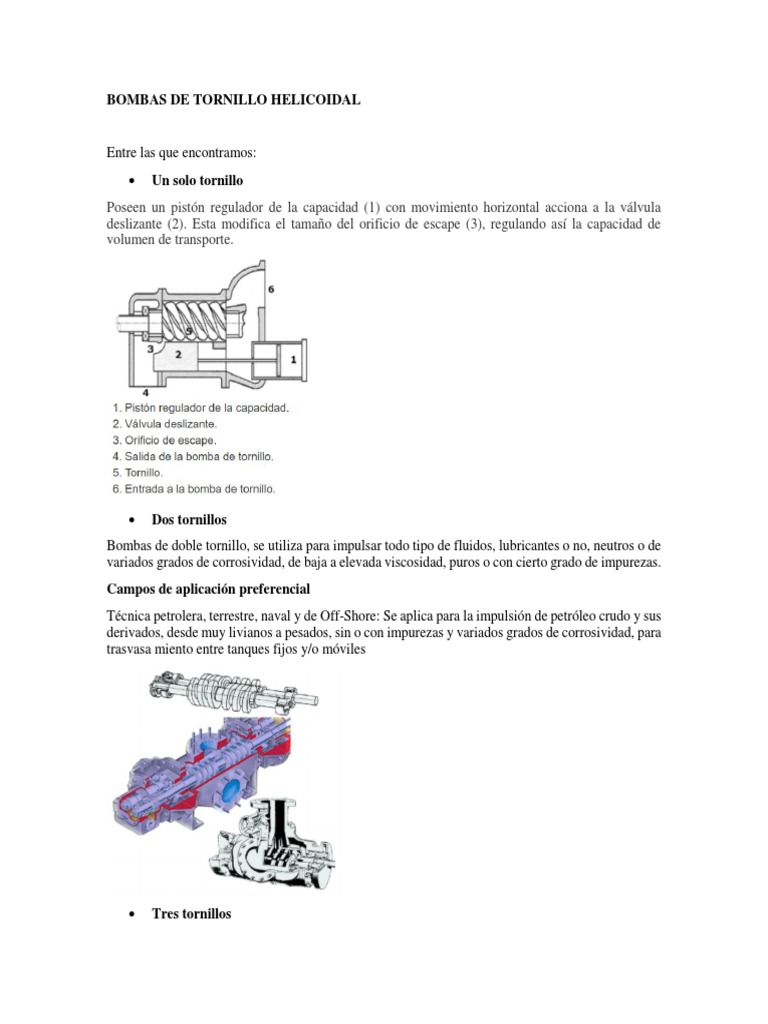 Tipos de Bombas de Tornillo Helicoidal | PDF | Bomba | Lubricante