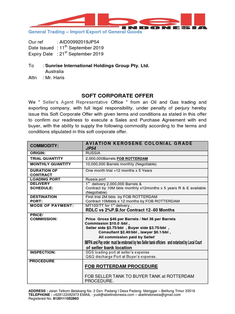 Soft Corporate Offer: General Trading - Import Export of General Goods ...