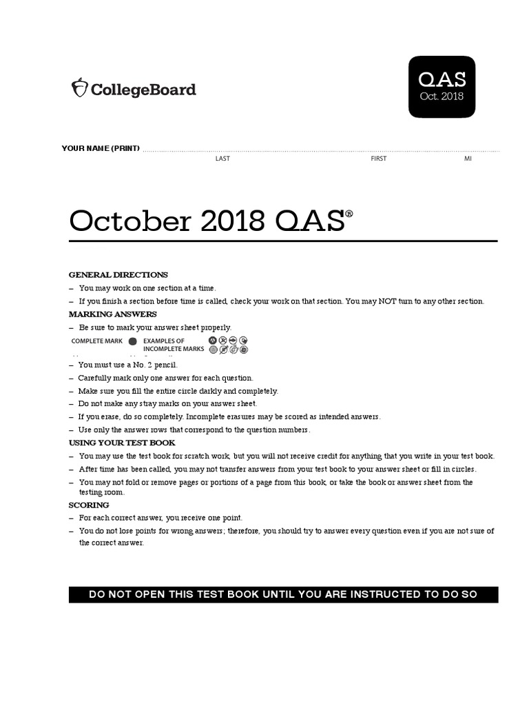 SAT - 2018 October US QAS Answers | PDF SAT - 2018 October US QAS Answers | PDF