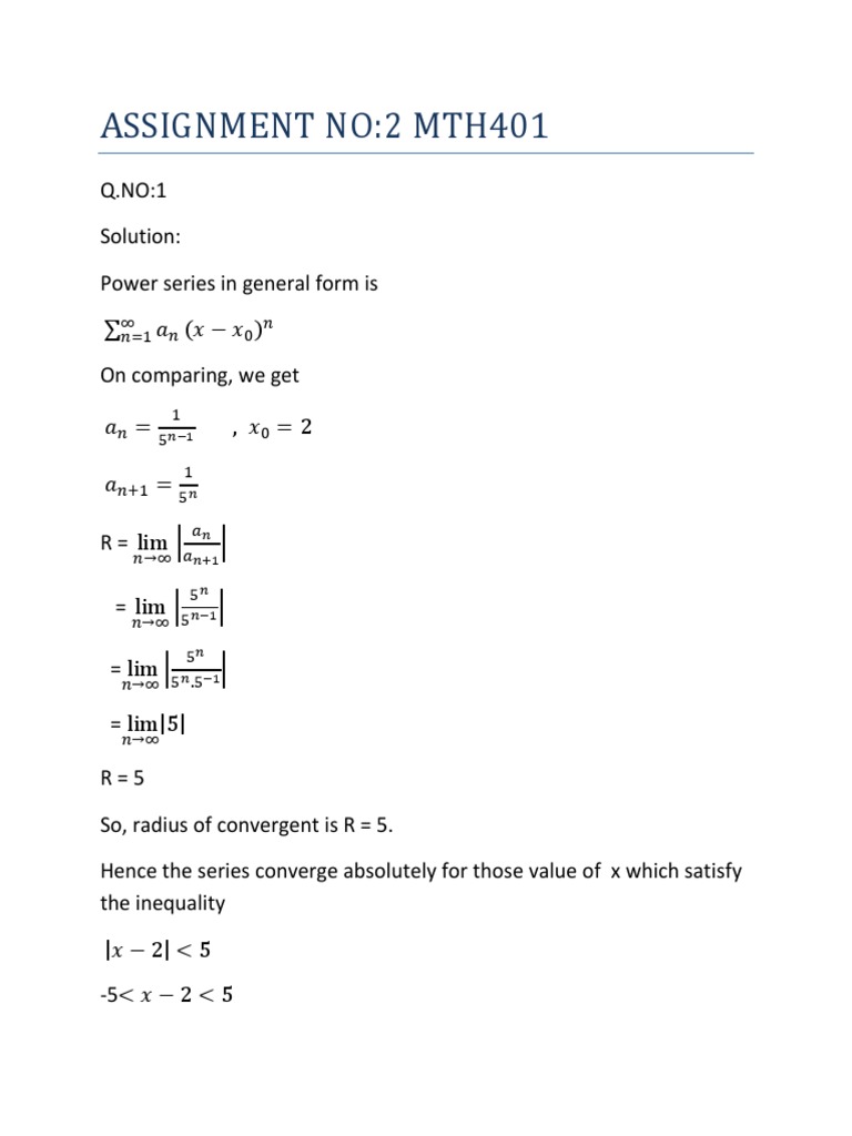 MTH401 - Assignment 2 | PDF | Power Series | Functions And Mappings