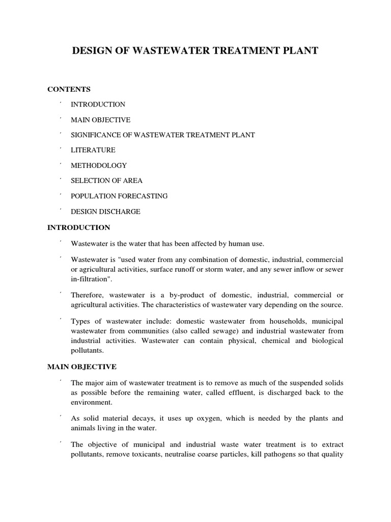 Design of Wastewater Treatment Plant | PDF | Wastewater | Sewage Treatment
