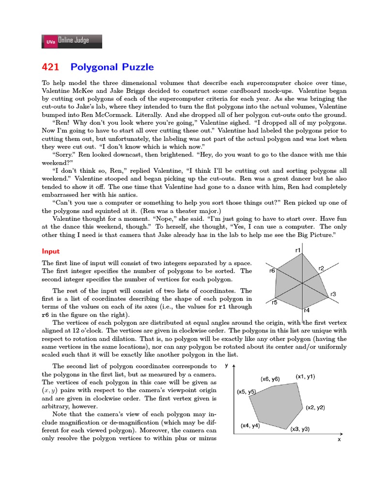 Polygonal Puzzle: Input | PDF | Vertex (Geometry) | Polygon