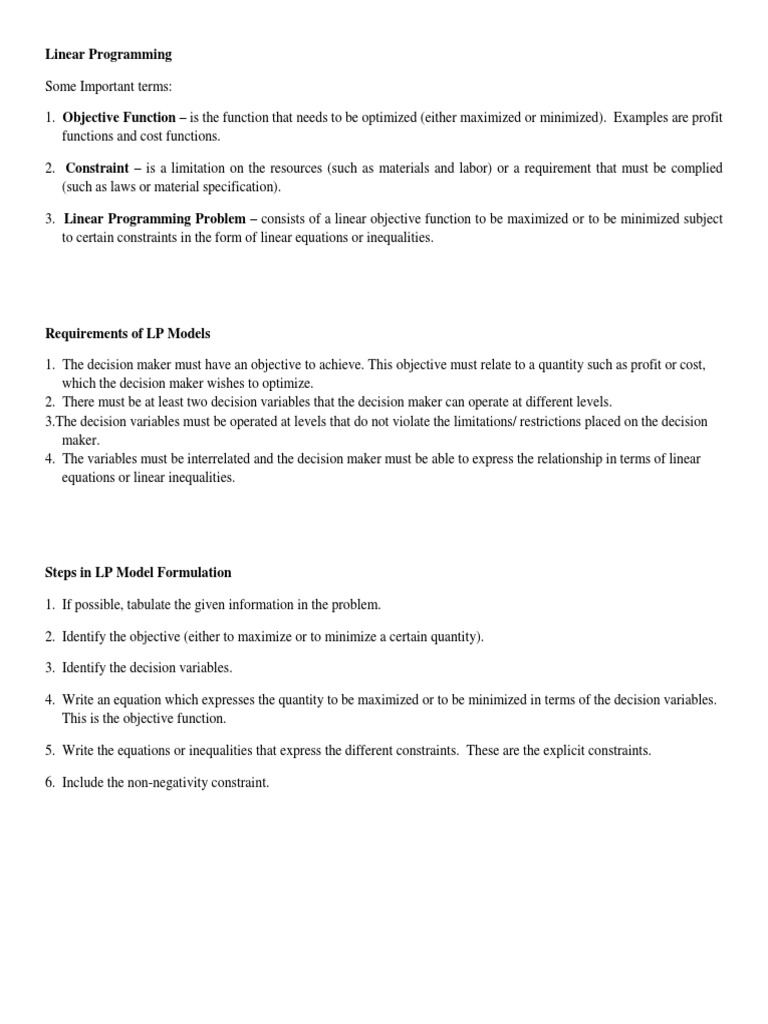 LP Model | PDF | Linear Programming | Teaching Mathematics