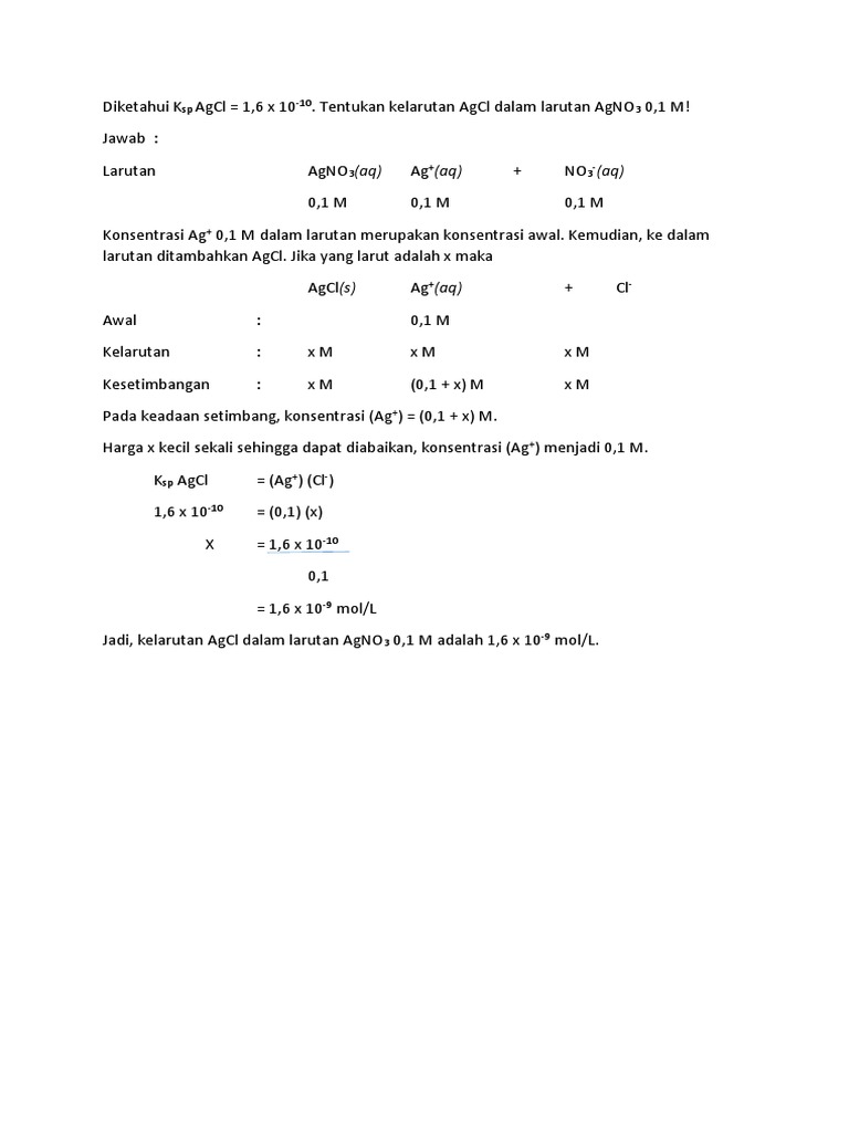 Contoh Soal Ion Senama KSP | PDF