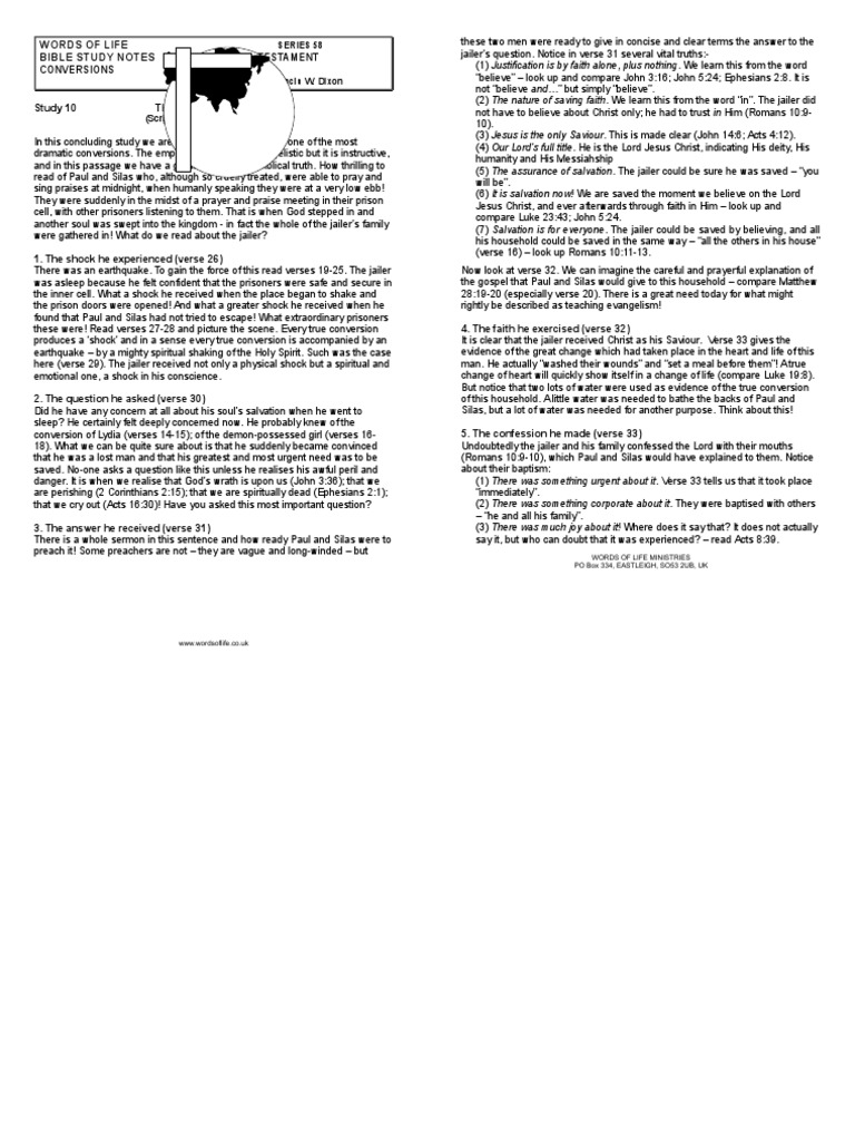 Study 10 - The Philippian Jailer | PDF | Eternal Life (Christianity ...