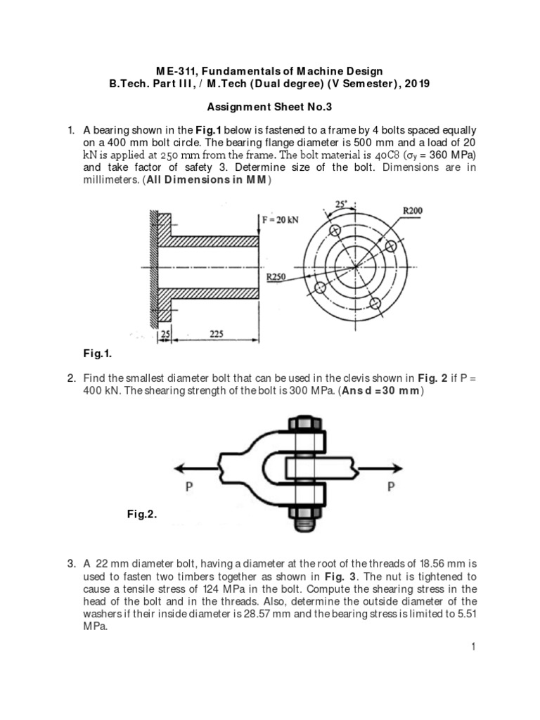 Assignment No.3 Bolted Joints | PDF | Screw | Stress (Mechanics)