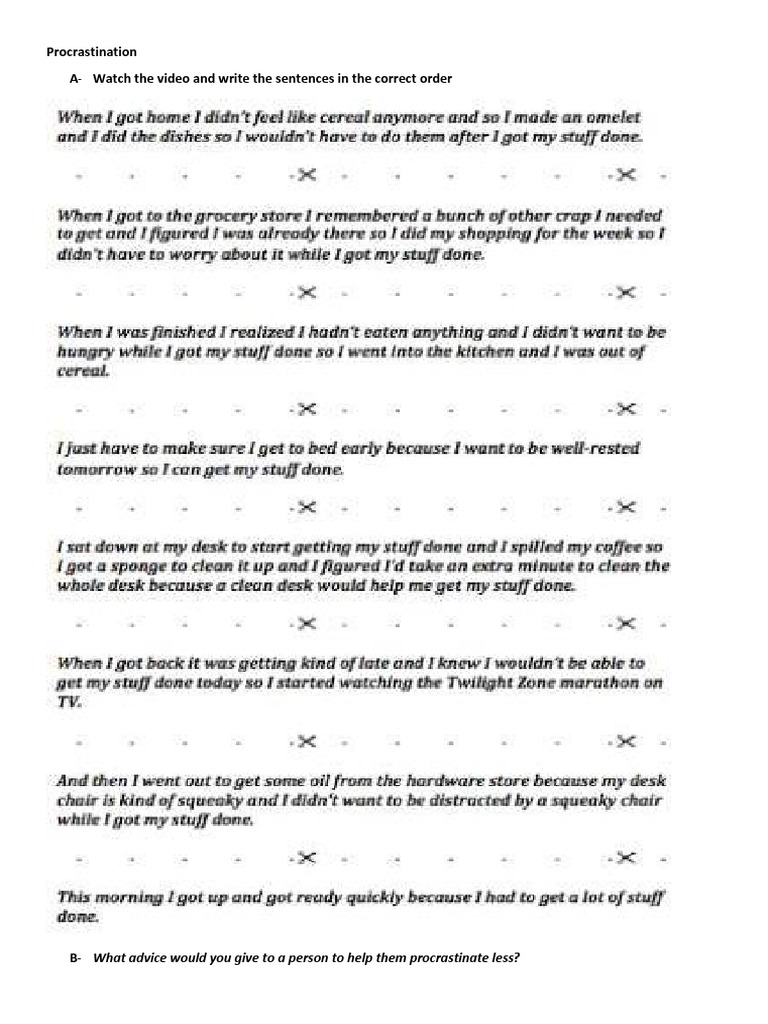 Procrastination Worksheet | PDF