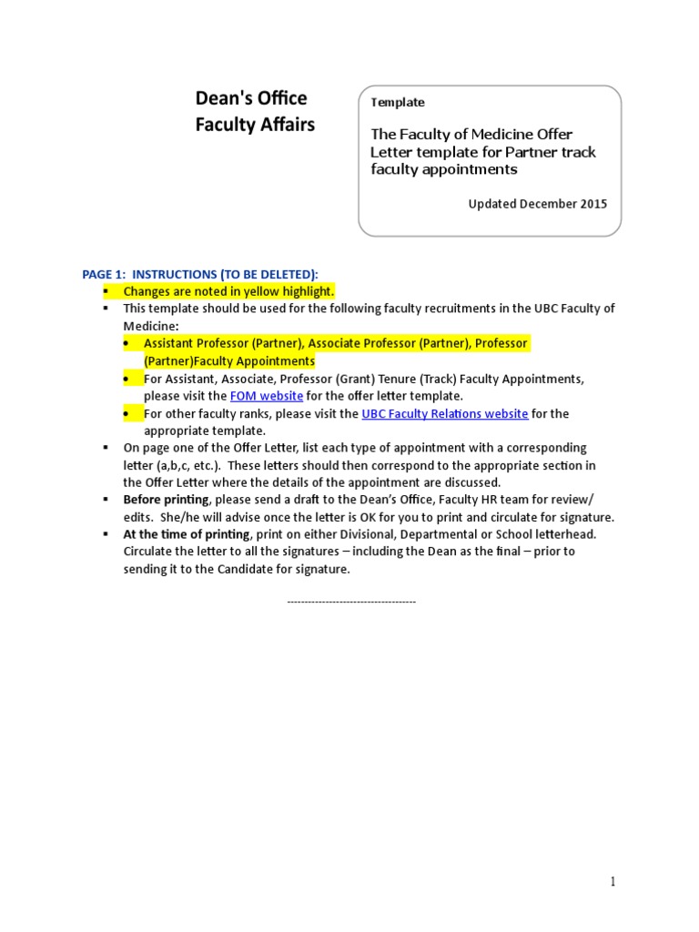 Offer Letter Template For Partner Appointments | PDF | Financial ...