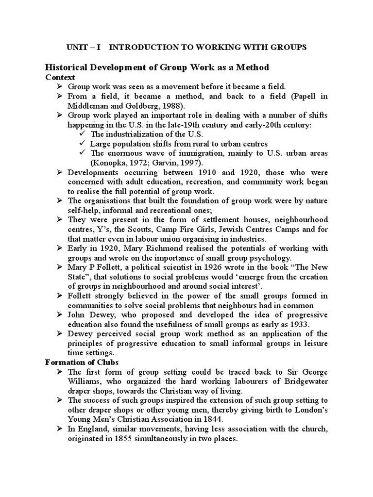 Group Work - Notes - Unit I | PDF | Social Group | Goal