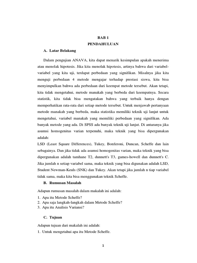 Metode Scheffe Untuk Analisis Variansi Satu Jalan | PDF