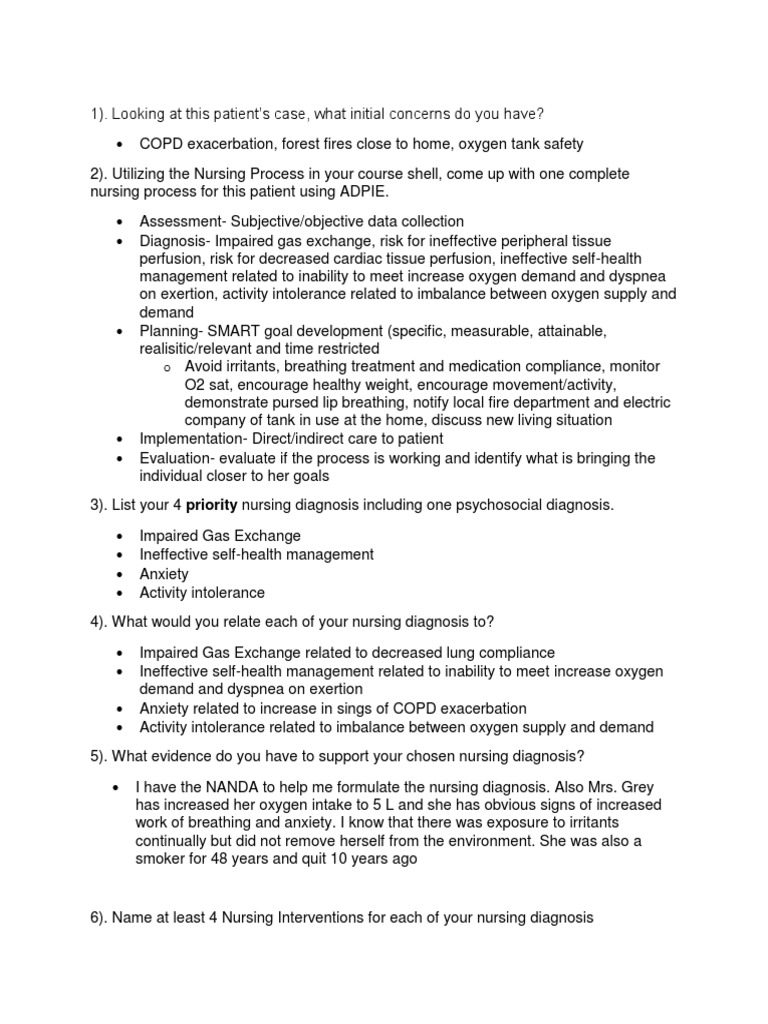 A Comprehensive Nursing Care Plan for a COPD Patient During a Forest ...