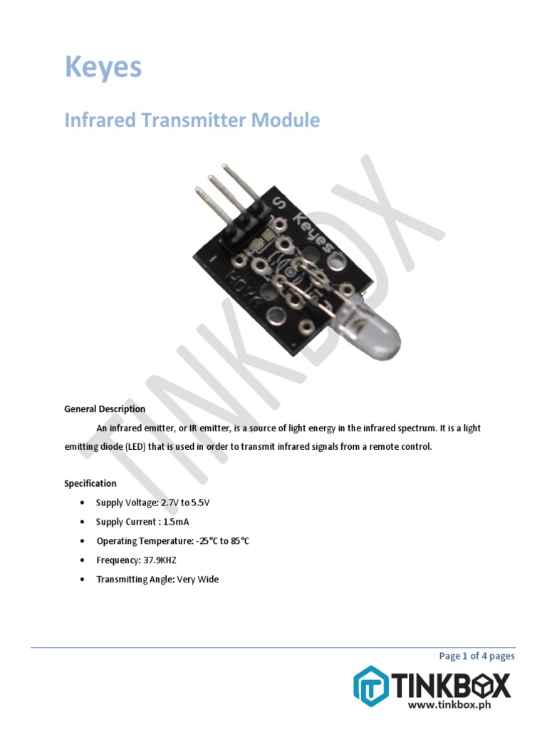 Keyes - Infrared Transmitter Module | PDF | Remote Control | Infrared