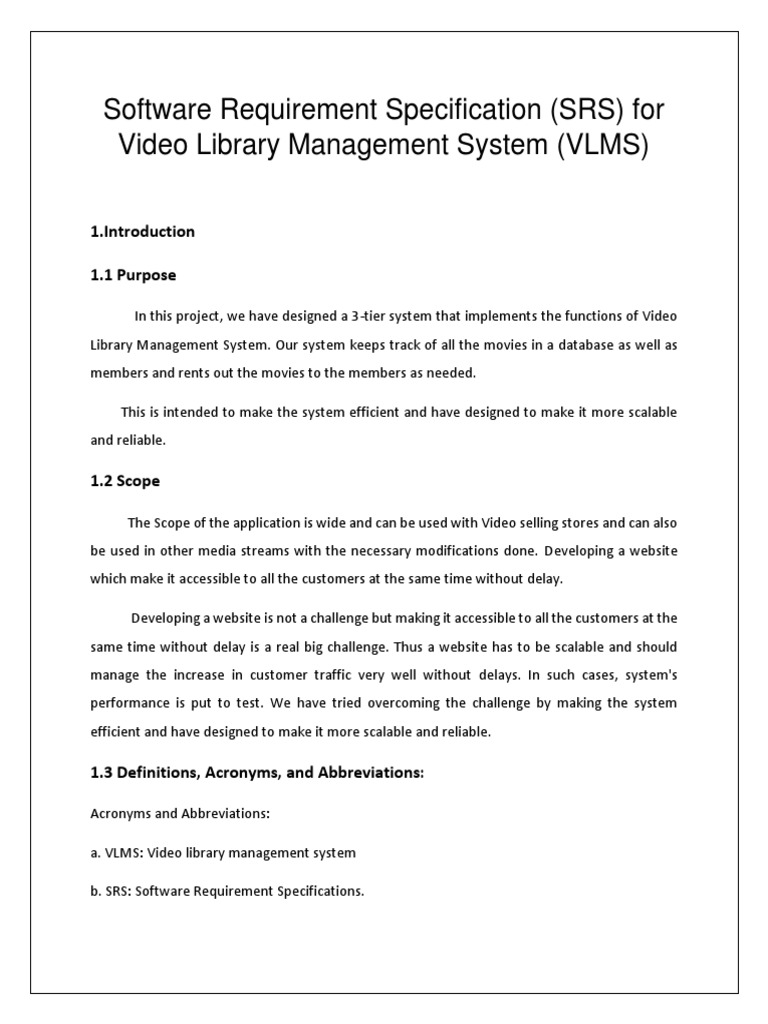 Video Library Management System Software Specification | PDF | Graphical User Interfaces | Databases
