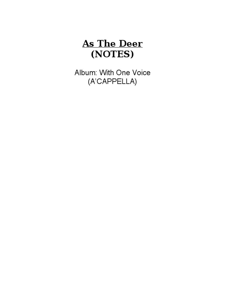 As The Deer NOTES PDF | PDF