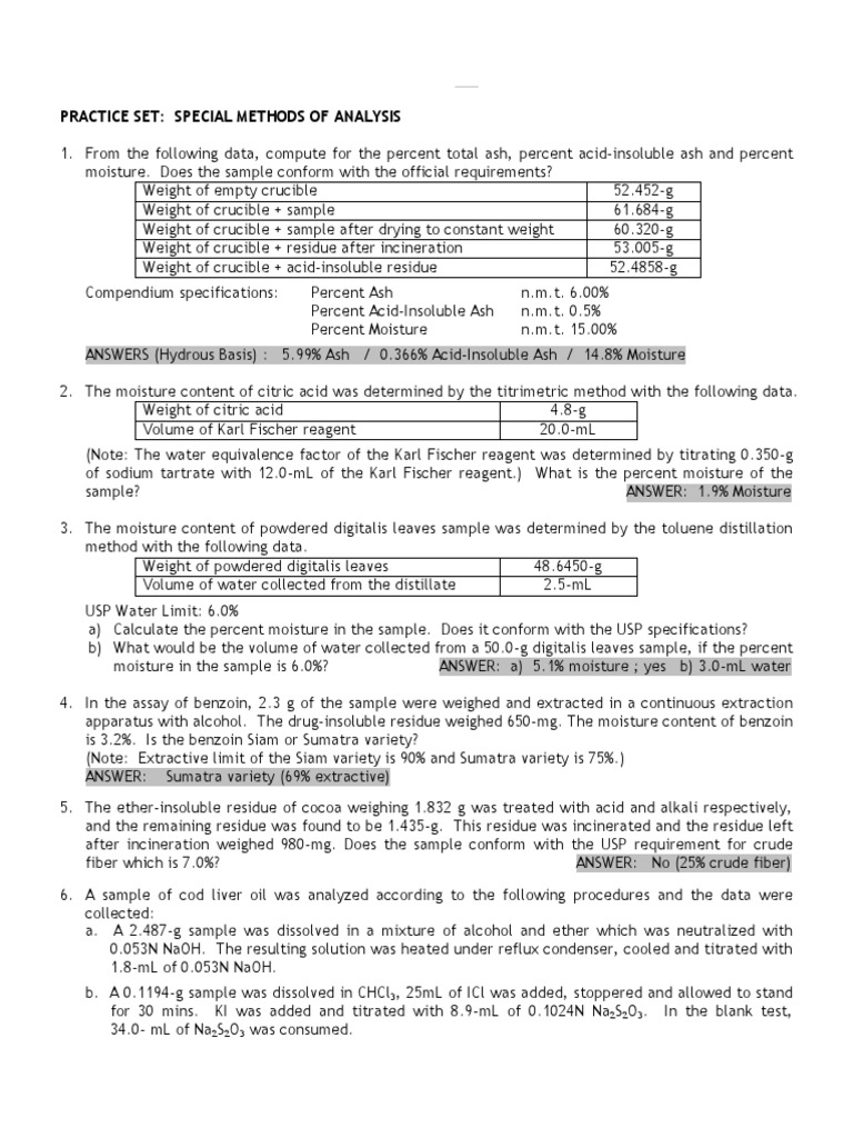 6 Special Methods of Analysis | PDF | Titration | Chemistry