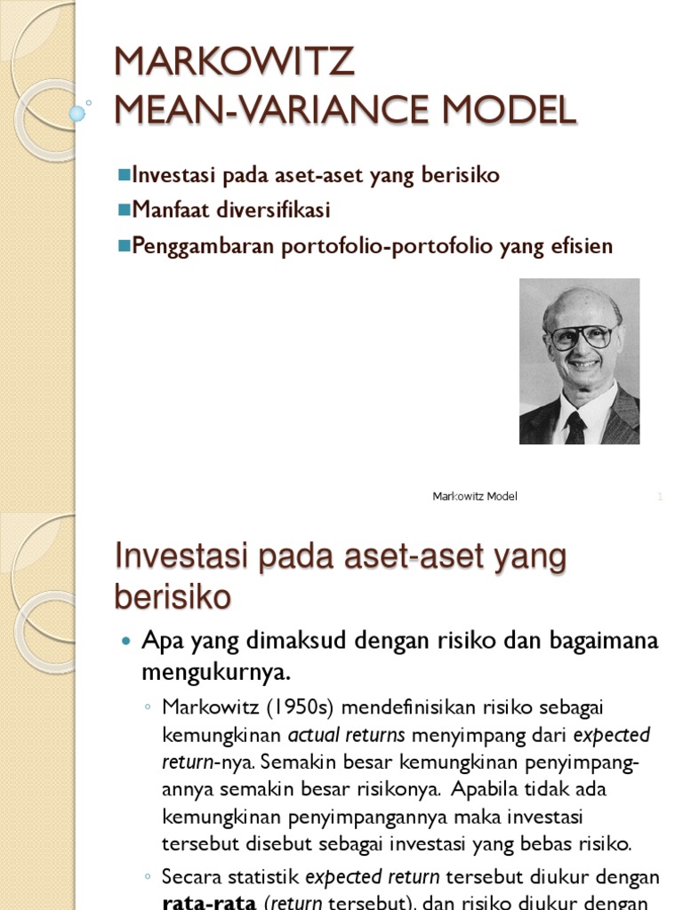 Markowitz-Mean Variance Model | PDF