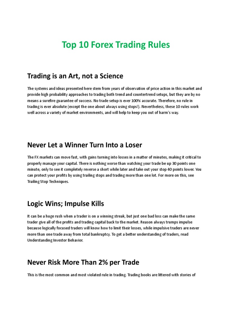 Top 10 Forex Trading Rules | PDF | Foreign Exchange Market | Short ...
