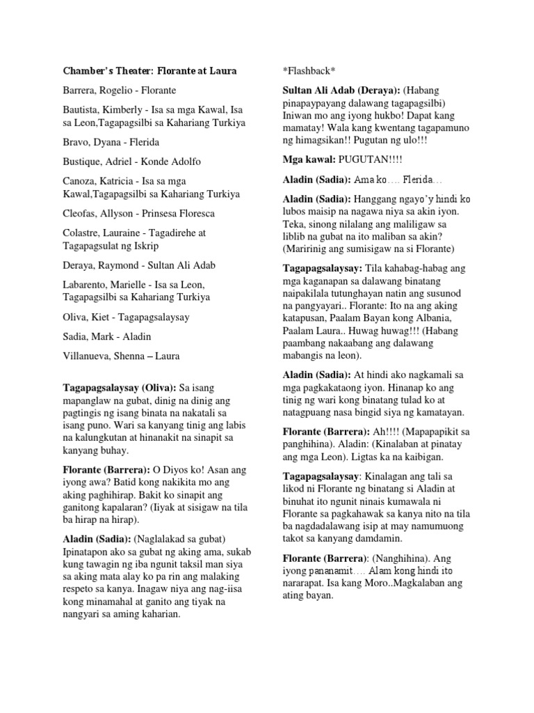 Chamber's Theatre Script | PDF