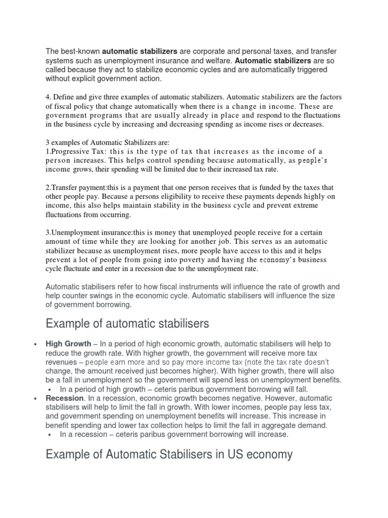 Automatic Stabilizers in Economic Cycles | PDF | Recession | Fiscal Policy