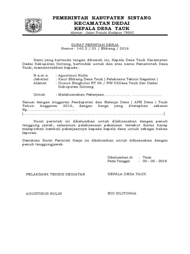 Surat Perintah Kerja (SPK) | PDF