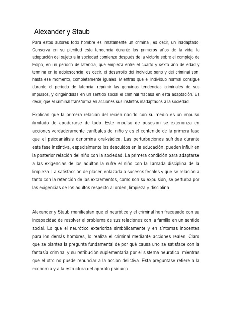 Alexander y Staub | PDF | Neurosis | Carné de identidad