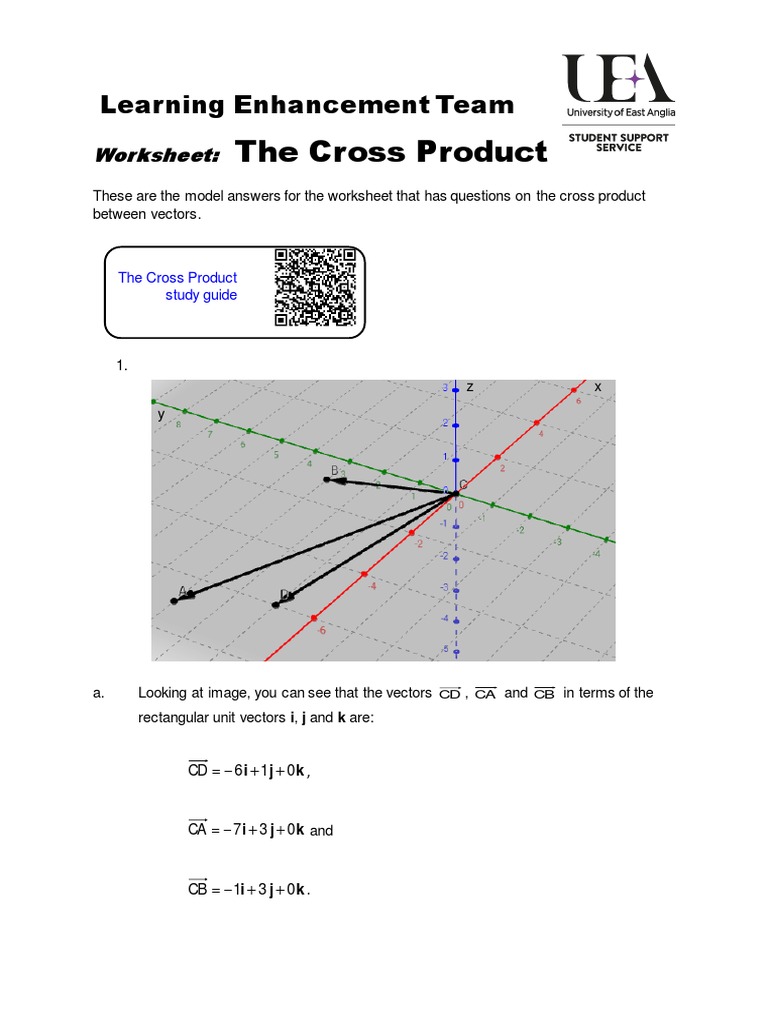 Cross Product Worksheet Solutions | PDF | Norm (Mathematics ...