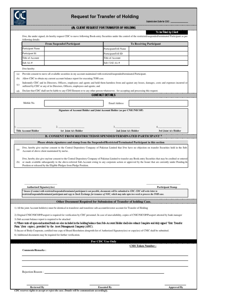 TOH Request Form Final | PDF | Securities (Finance) | Financial Economics