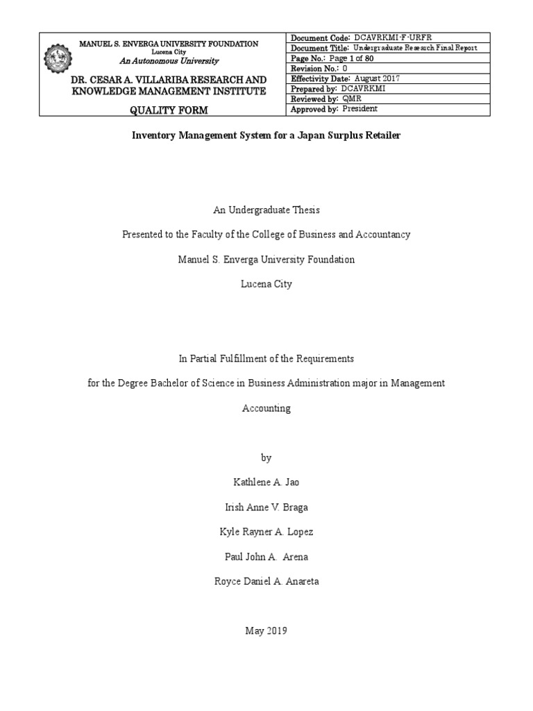 Inventory Management System For A Japan Surplus Retailer | PDF ...