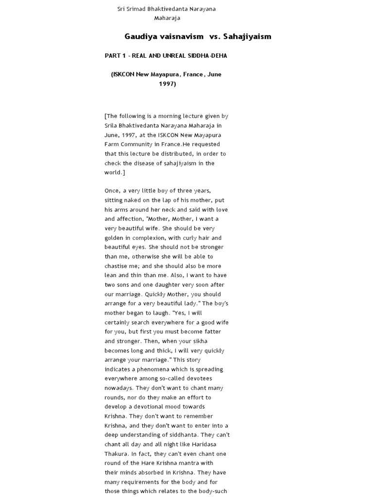 Gaudiya Vaisnavism vs. Sahajiyaism Insights | PDF | Vaishnavism ...