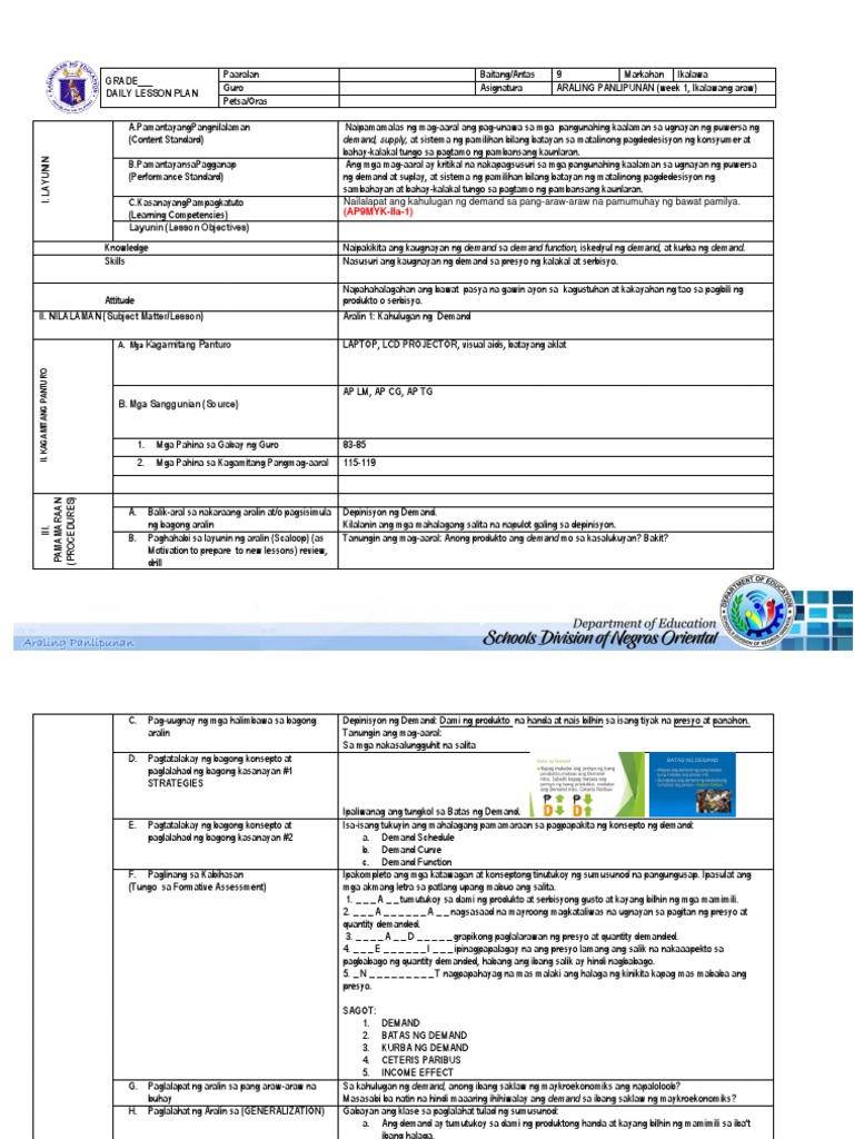 DLP g9 q2 Demand Day2 | PDF
