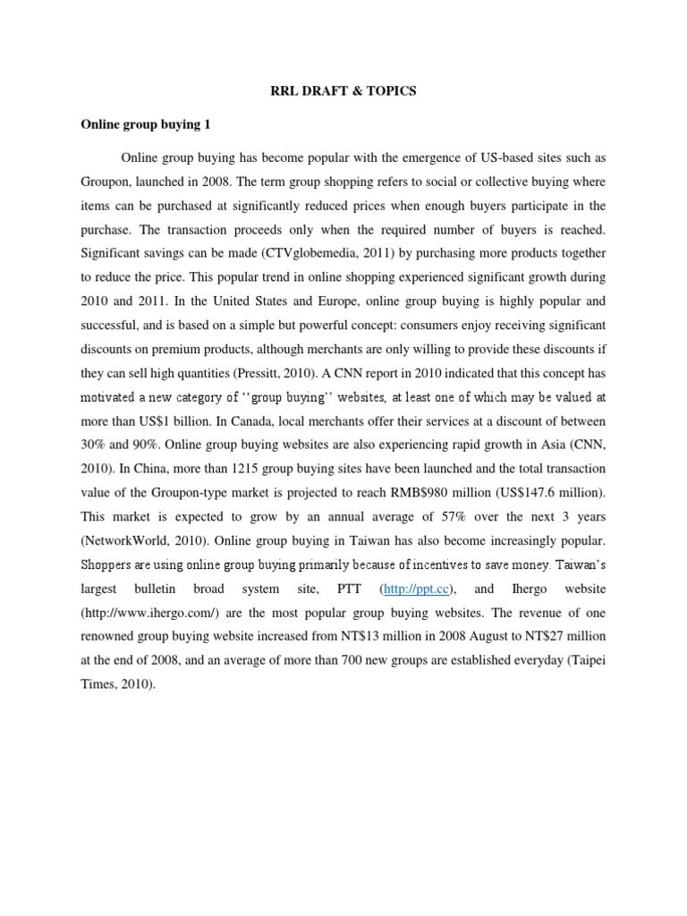 Res02 - RRL Draft and Topics | PDF | Online Shopping | E Commerce