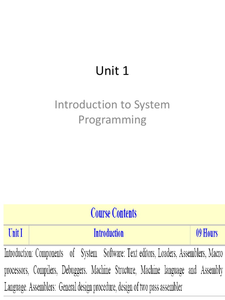 Unit 1: Introduction To System Programming | PDF | Assembly Language | Programming Language