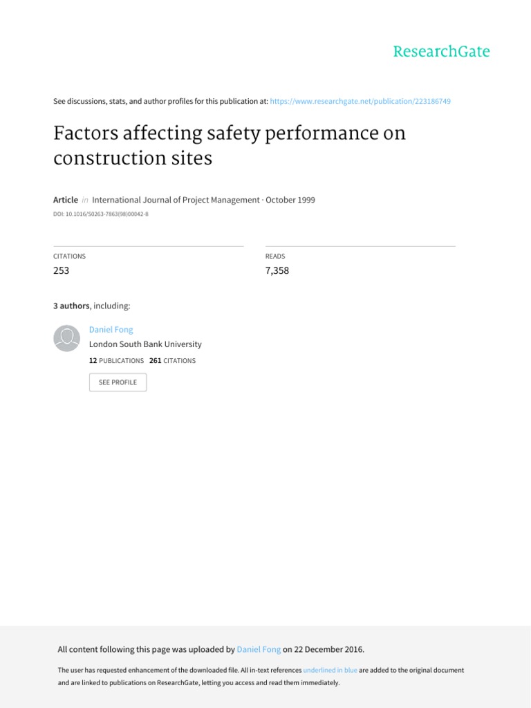 Factors Affecting Safety Performance On PDF | PDF | Correlation And ...
