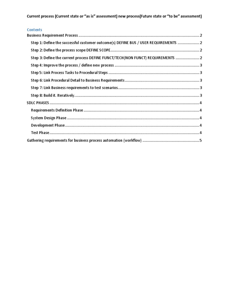Current Process (Current State or "As Is" Assessment) New Process ...
