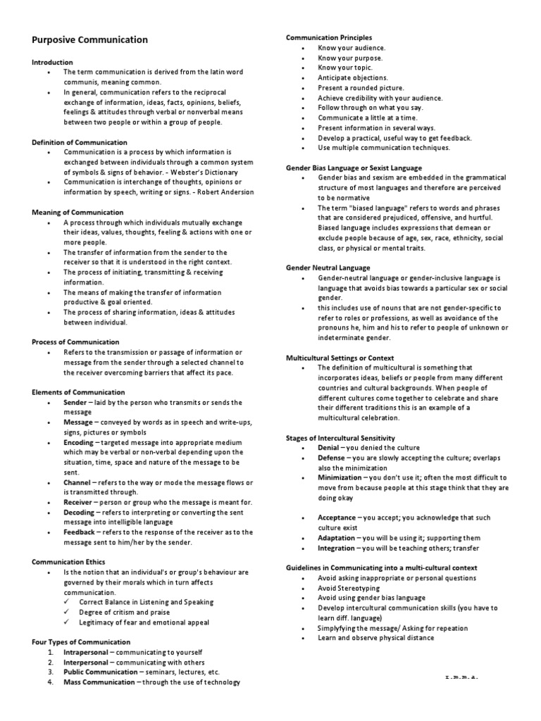 Purposive Communication Overview | PDF | Communication | Information
