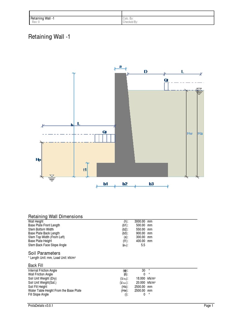 Retaining Wall Design and Calculations | PDF | Earthquakes | Slope