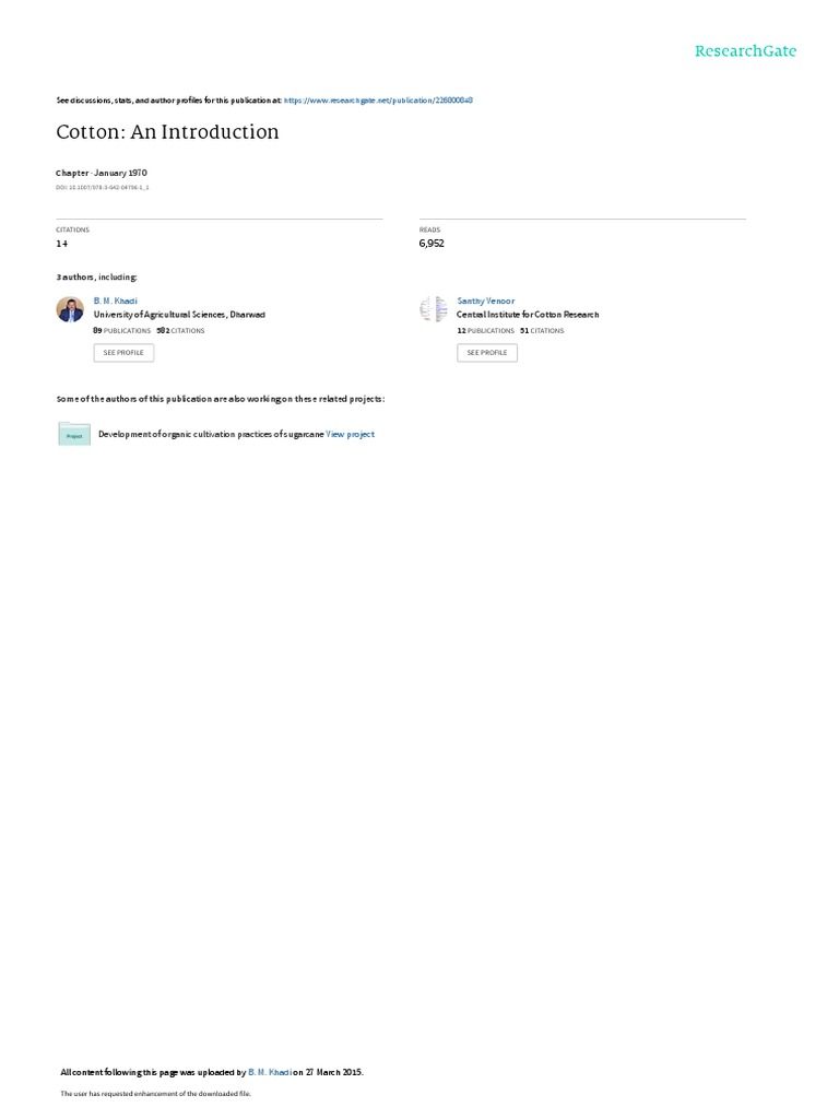 Cotton An Introduction | PDF | Taxonomy (Biology) | Cotton