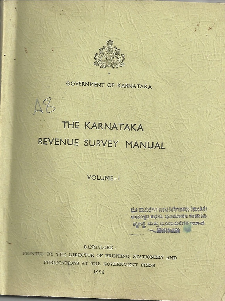 Karnataka Revenue Survey Manual Vol 1 | PDF